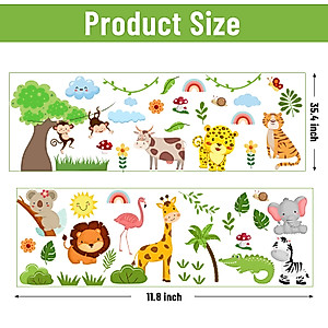 YLTPAJK Animal Wall Stickers for Kids, Cartoon Zoo DIY Art Self-Adhesive Removable Animal Wall Decals for Living Room Baby Nursery Classroom Kindergarten Wall Decor