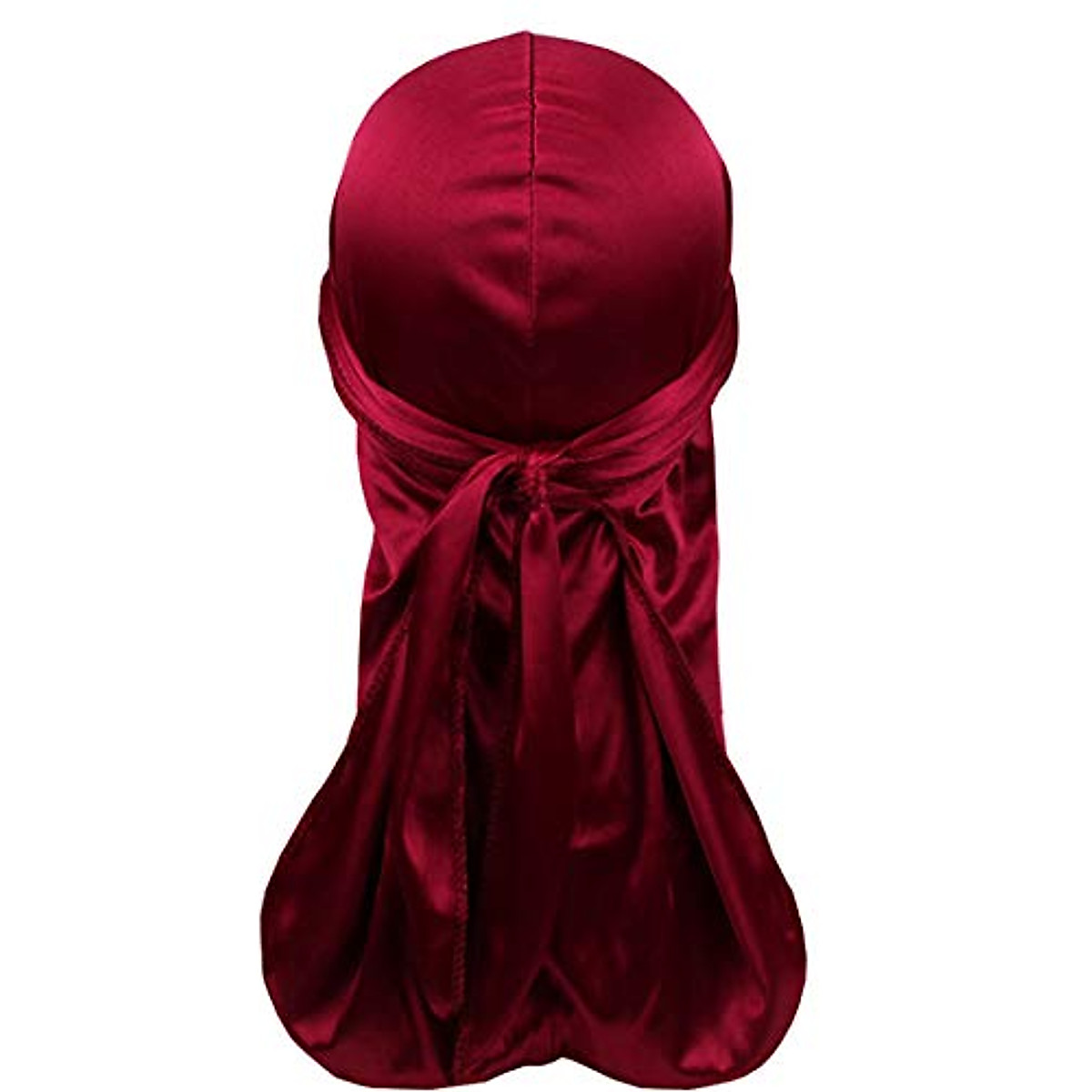 Durags and Bonnets 2pcs Set Suitable Men and Women Long Tail Silky Doo rag (Burgundy)