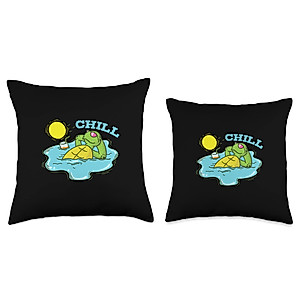 Turtle reptile carapace old Sauropsida Testudines Turtle Chilling in Pool Reptile Water Throw Pillow, 16x16, Multicolor