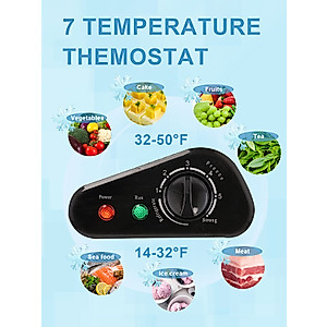 Krib Bling 5.0 Cu.Ft Chest Freezer with 7 Gears Temperature Control(-16°F to -48°F), Deep Compact Freezer with a Removable Basket, for House, Kitchen, Garage, Basement, Shop, Black