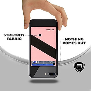 Alban Credit Card Holder Stick on Cell Phone Wallet RFID Blocking with Finger Strap 2 Pack (Pink)