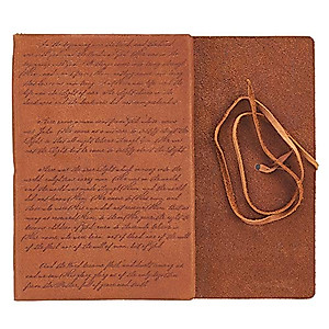 Brown Classic Full Grain Leather Writing Journal/Notebook | The Beginning John 1:1-14 | Wrap Closure Notebook, 400 Lined Pages w/Inspirational Scripture, 6 x 8.5 Inches