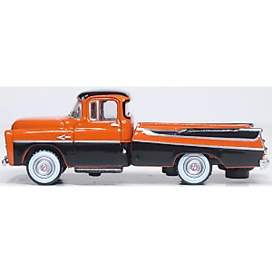 1957 D100 Sweptside Pickup Truck Omaha Orange and Jewel Black 1/87 (HO) Scale Diecast Model Car by Oxford Diecast 87DP57004