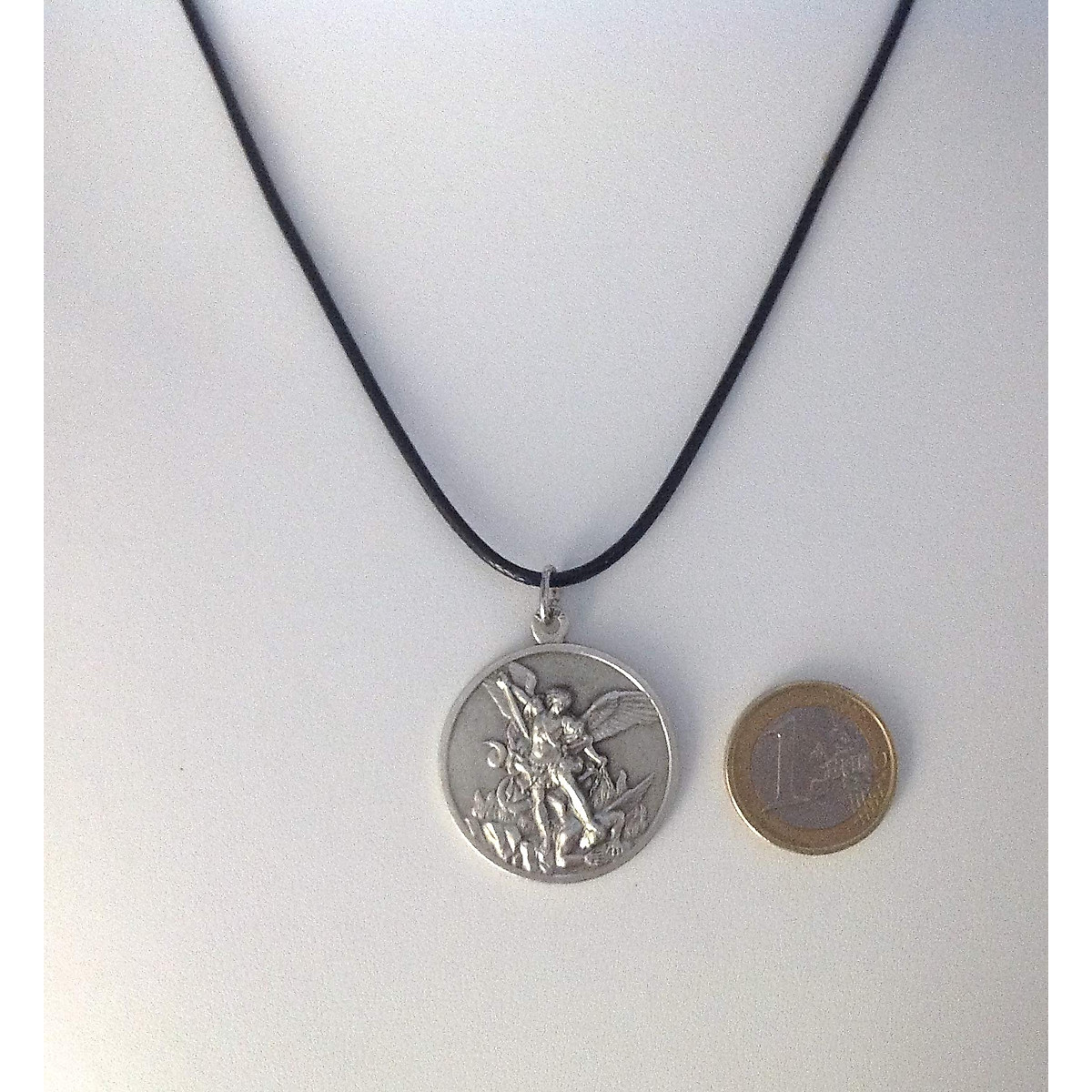 Saint Michael The Archangel Silver Tone Medal - BIg Size - 32 mm - Made in HIGH RELIEF