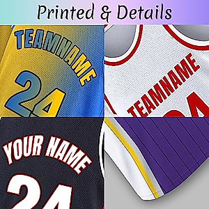 Custom Basketball Jersey Team Name Number Personalized Practice Shirt for Men Youth Kids Boys College University, S~4XL