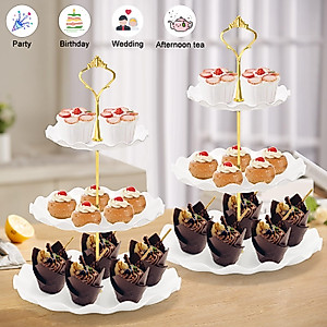 Coitak 5 Pieces Cupcake Stand Set, 2 Pieces 3 Tier Cupcake Stands with 3 Pieces Appetizer Trays, Dessert Tower Tray for Tea Party, Baby Shower and Wedding