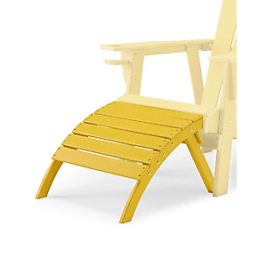 BUPPLEE Folding Adirondack Ottoman for Adirondack Chair, HDPE All Weather Outdoor Footrest Poly Lumber Adirondack Footstool for Patio, Backyard, Garden, Easily Storage - Yellow