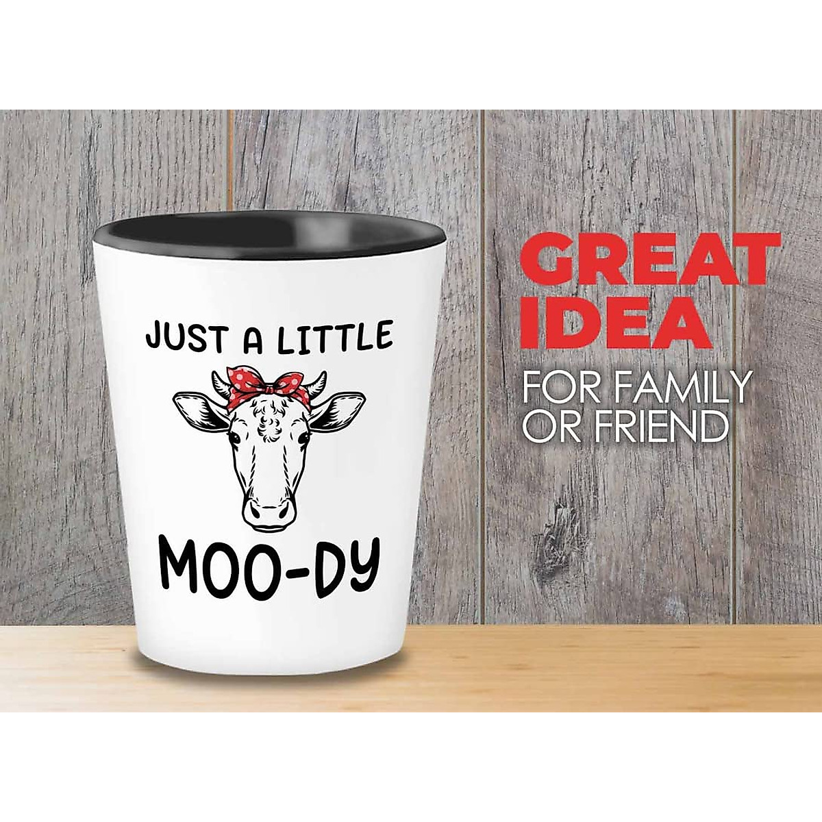 Bubble Hugs Farmer Shot Glass 1.5oz - Just a little moo-dy - Funny Farmer Gifts for Men Vintage Stuff Adult Cow Tractor Chicken Guy Farming