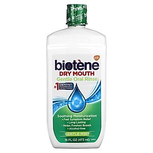 Biotene Mild Mint Moisturizing Gentle Oral Rinse, Alcohol-Free, for Dry Mouth, 16 ounce