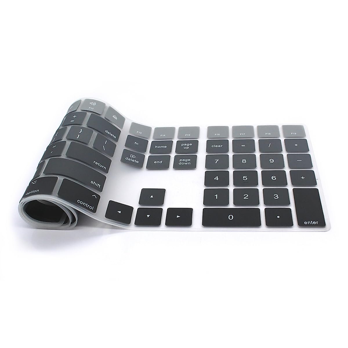 Boaulee Ultra Thin Silicone A1843 Keyboard Cover Skin for iMac Full Size Wireless Numeric 2017-2019 Magic Keyboard with Numeric Keypad MQ052LL/A A1843 US Layout (Gradient Gray)