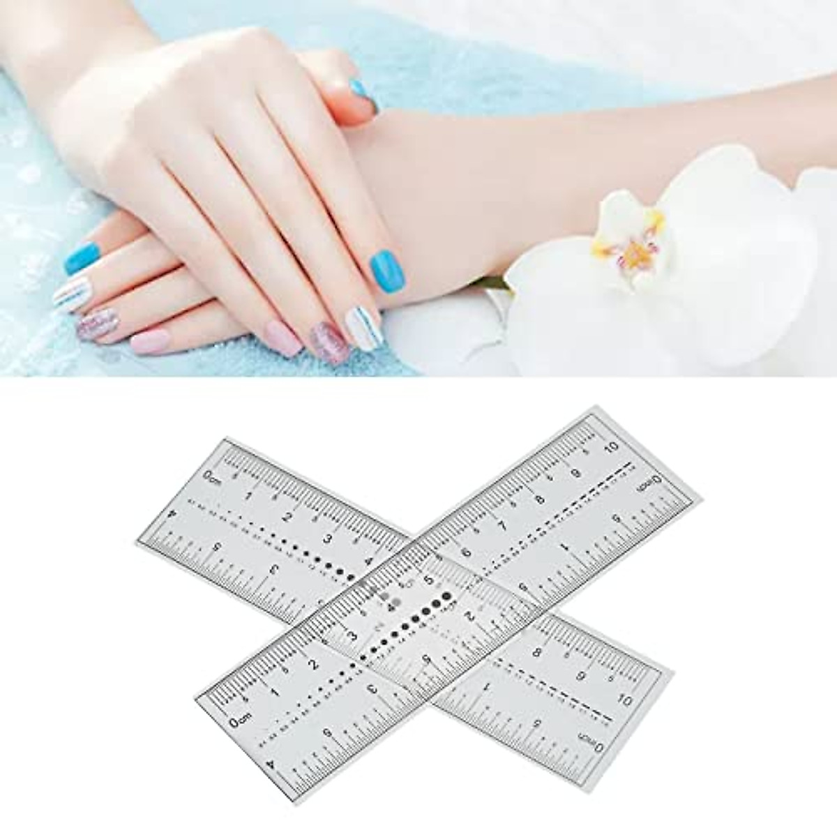 Nail Measure Ruler, 10PCS Fake Nails Measuring Rul Nail Measure Ruler, Nail Measuring Ruler Fake Measuring Ruler Professional Portable Transparent Nail Art PVC Soft Ruler for Nail