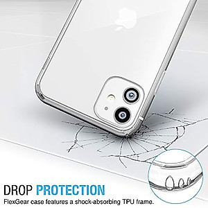 FlexGear Case for iPhone 11 with 2X Glass Screen Protectors [Full Protection] - Crystal Clear