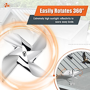 Glosaie 2 Pack Reflective Pinwheel Bird Deterrent, Weatherproof Bird Scare Devices to Keep All Birds Away