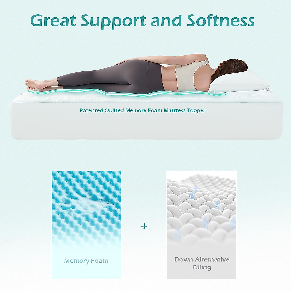 Hansleep Memory Foam RV Mattress Pad Short Queen, Pillow Top Mattress Topper Short Queen for Back Pain Relief with Egg Crate Gel Foam, Camping Mattresses Cover, 60" x 80", White