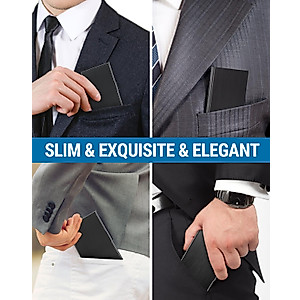 MaxGear Business Card Holder for Men & Women, RFID Pocket Business Card Case, Slim Business Card Wallet, Business Card Holders, Credit Card Holder, 3.7 x 2.3 x 0.3 inches, Stainless Steel, Black