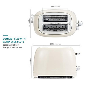 Ultrean Toaster 2 Slice with Extra-Wide Slot for Toasting Bagels, Breads, Waffles & More, Stainless Steel Material with Removable Crumb Tray, 6 Browning Settings