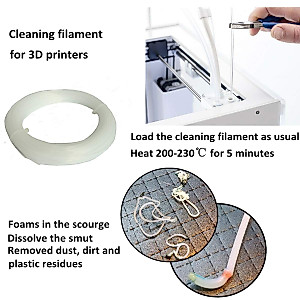 NovaMaker 3D Printer Cleaning Filament 1.75mm Natural, 0.1kg(0.22lb), Dimensional Accuracy +/- 0.05mm, Fit All FDM 3D Printers