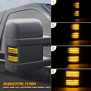 RUXIFEY Sequential Switchback Side Mirror Marker Lights 3-Row LED Turn Signals Compatible with Ford F250 F350 F450 Super Duty 2008-2016