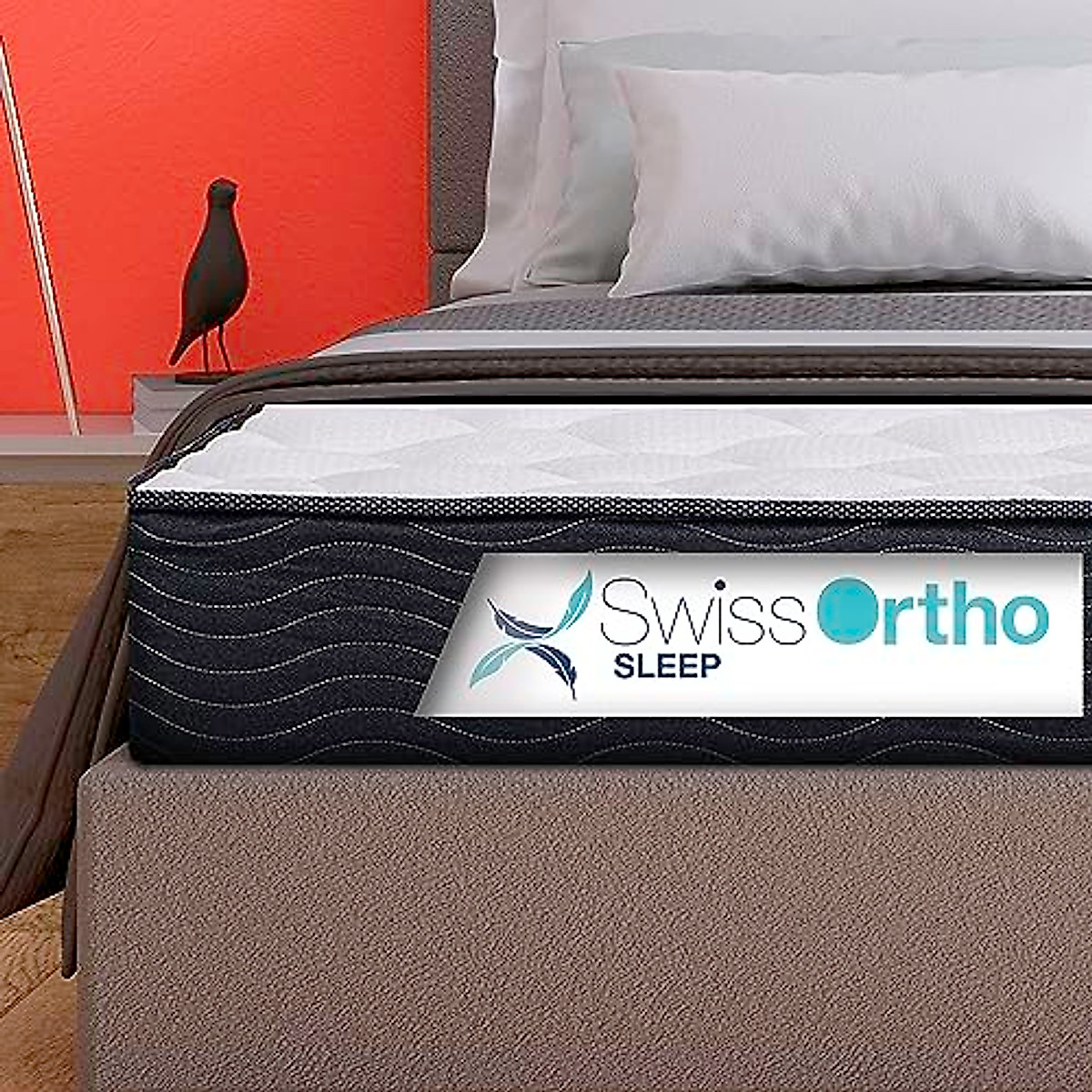 Swiss Ortho Sleep, 10" Inch Memory Foam and Innerspring Hybrid Medium-Firm Plush Mattress/Bed-in-a-Box/Pressure Relieving Bliss, Twin,White