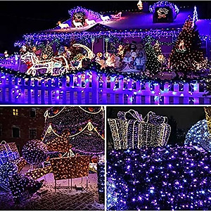 JFNV-200 LED Solar Purple Christmas Lights,String Lights,Waterproof Fairy Lights for Xmas, Home, Wedding, Patio, Lawn, Garden, Porch, Party and Holiday Decorations,8 Modes Light
