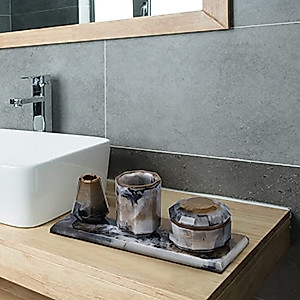 ISSEVE 4Pcs Resin Molds for Bathroom Accessories Set, Silicone Molds for Resin Casting - Toothbrush Holder Cup & Diffuser Bottle Mold, Tray & Jar Mold with Lid Kit for Countertop Vanity Organizer