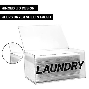 NOKI Dryer Sheets Holder, Clear Acrylic Dryer Sheet Dispenser with Lid, Laundry Powder & Detergent Pod Container for Laundry Room Decor