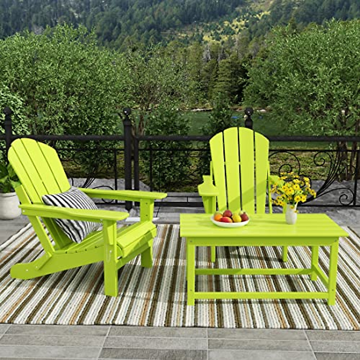 WestinTrends Malibu Outdoor Coffee Table, 35" x 17.5" All Weather Poly Lumber Patio Adirondack Coffee Table for Garden Lawn Porch Balcony, Lime