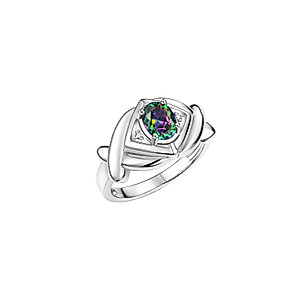 Rylos Rings for Women Sterling Silver Ring XOXO Hugs & Kisses 7X5MM Gemstone & Diamond June Alexandrite Jewelry Size 7