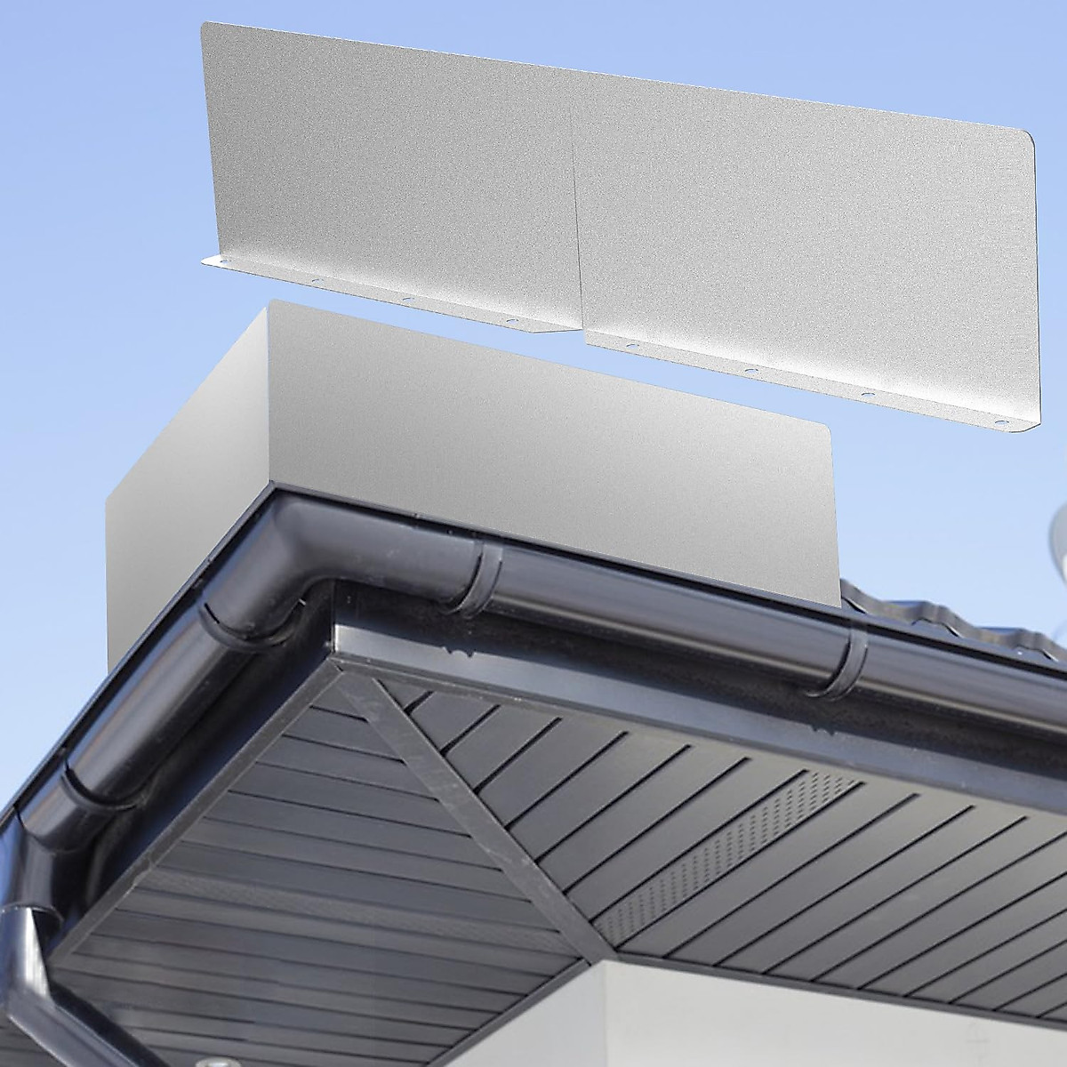 Gutter Valley Splash Guards Rain Downspout Diverter Valley Roofing Gutter Guards Rain Drip Gutter Guard Roof Rain Diverter for House Roofs Corner (6)