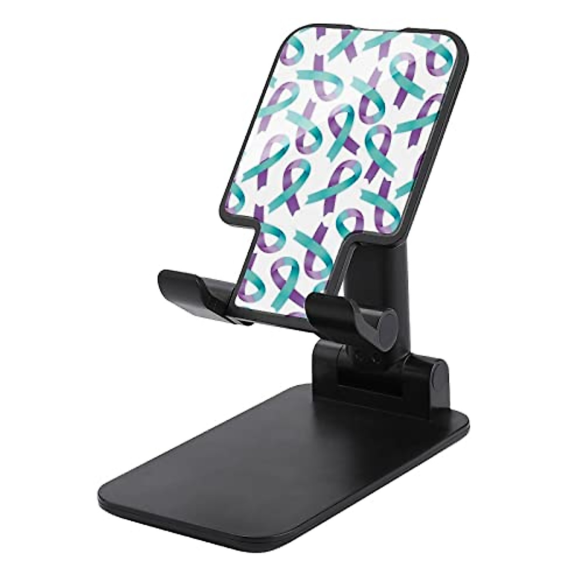 Purple Blue Ribbon Cell Phone Stand for Desk Foldable Phone Holder Height Angle Adjustable Sturdy Stand Black-Style