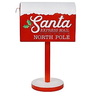Adroiteet Christmas Decorations Santa Mailbox, 15.5" H x 9.5" W Express Mail to North Pole Metal Letter Box, Christmas Decorative Box for Home Room Indoor Outdoor Front Door Xmas Holiday Party