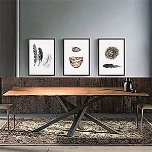 LAKIQ Solid Wood Dining Table Industrial Rectangle Kitchen Dining Room Table in Nature with Metal Pedestal Living Room Coffee Table for Meeting Room Reception Room(Black,70.9" L x 31.5" W x 29.5" H)