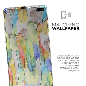 DesignSkinz Vivid Watercolor Feather Overlay Protective Vinyl Decal Wrap Skin Cover Compatible with The Samsung Galaxy S20 (Screen Trim & Back Glass Skin)