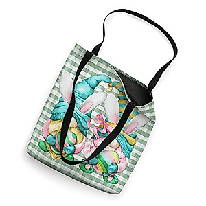 Cute Easter Gnome For Egg Hunting On Spring Buffalo Plaid Tote Bag