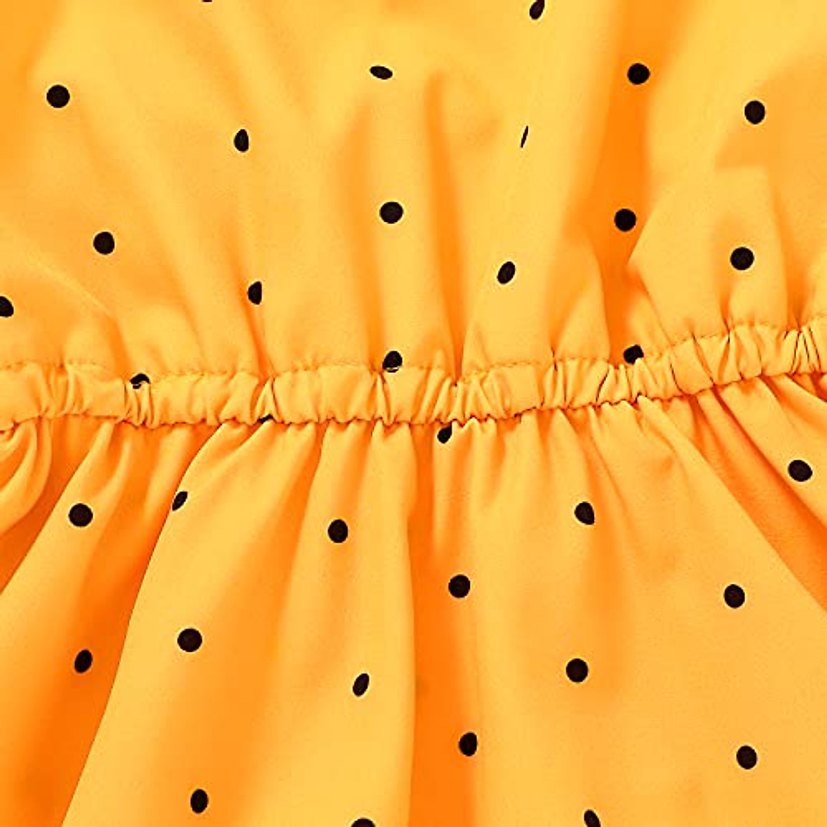 Toddler Girls Dress Halter Dots 3-Layer Pleated Party Dress Chiffon One-Piece A-line Dress with Belt and Headband Summer Outfits (Yellow dots Girls Dress, 4_Years)