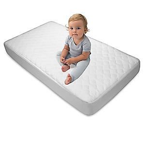Sealy Stain Protection Waterproof Fitted Toddler Bed and Baby Crib Mattress Pad Cover Protector, Noiseless, Machine Washable and Dryer Friendly 52" x 28" - White