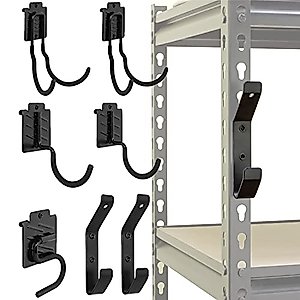 Wallmaster Shelving Hook Organizer Kit,7 Pcs Adjustable Boltless Steel Storage Hanging Accessories for Rack,Garage Tool System Heavy Duty for Ropes,Utility,Bulk Items and More Equipment
