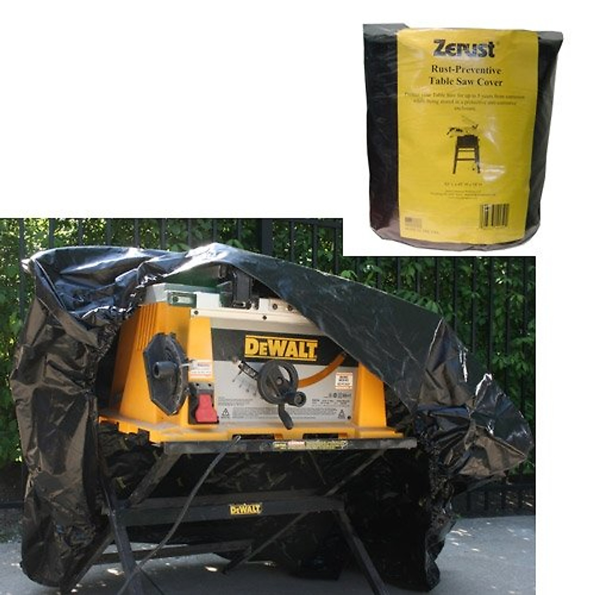Zerust Anti-Corrosion Table Saw Cover - 63"x45"x19" - Durable Rust & Dust Protection for Woodworking Tools, Black