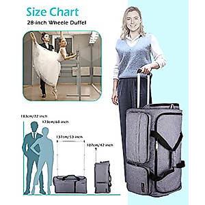 Dance Bag With Garment Rack,28Inch Collapsible Travel Bag,Rolling Garment Bag With Rackl,Rolling Duffle Bags For Hang Clothes,Garment Bag For Dance Competition, Closet Garment Rack,Dance Suitcase,Grey