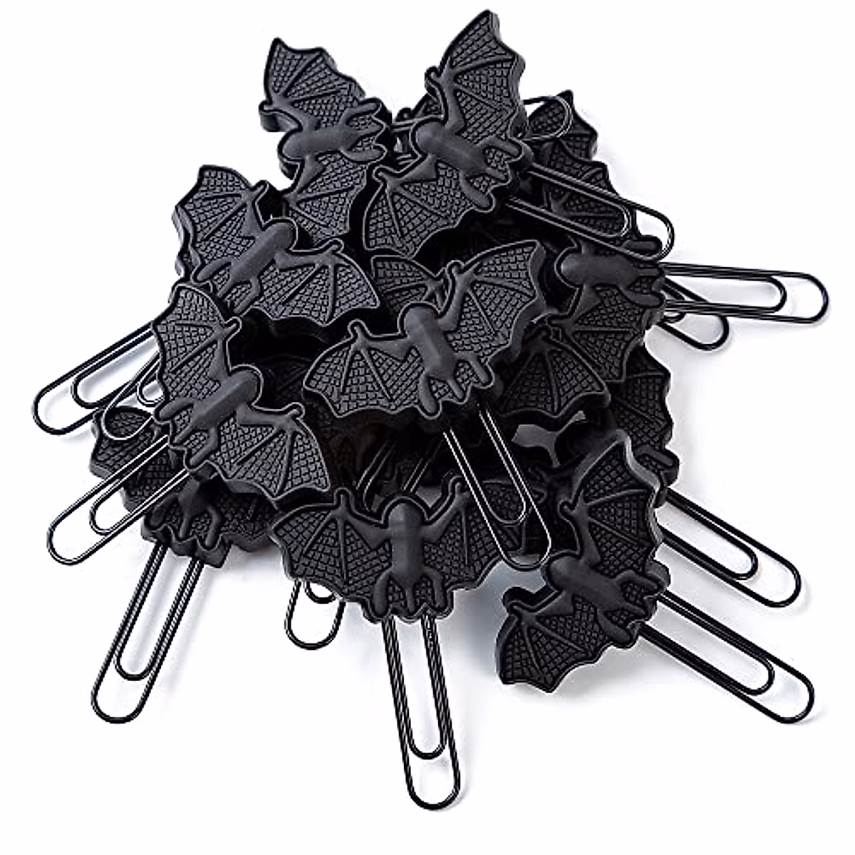tiecawk 16Pack Halloween Bat Paper Clips Artificial Black Bat Bookmarks Soft PVC Bat Paperclips in Box for Halloween Festival Party Decoration Birthday Gift Home Office Supplies