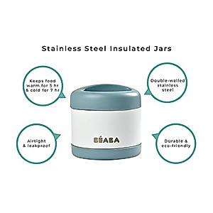 Beaba Stainless Steel Insulated Food Jar, 16 oz (Cloud)