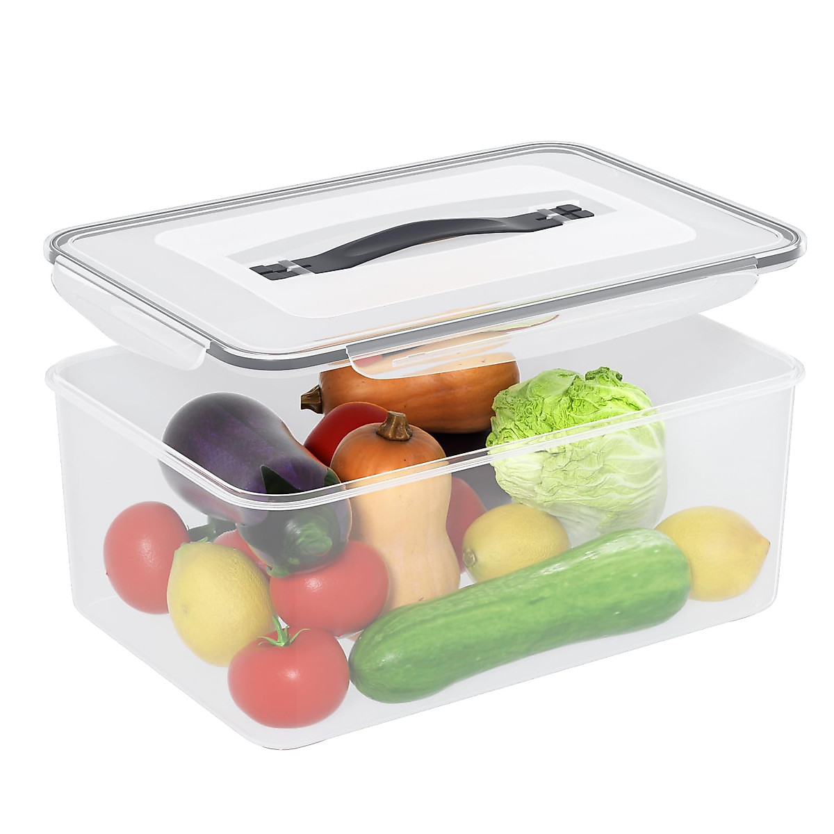 Knifefish 4 Pack Airtight Clear Plastic Food Storage Containers, 15 Quart Plastic Box with Sealed Lid