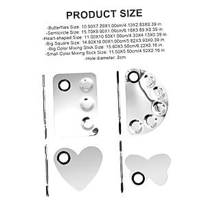 FRCOLOR 4 Sets Palette Set Makeup Nail Art Palettes Cosmetic Mixing Palettes Spatulas Nail Color Mixing Trays Polish Mixing Plate Manicure Color Pallet Stainless Steel Mixed Board Make up