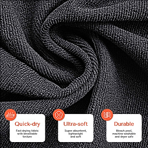 TASALON Microfiber Hair Towel - 10 Pack - Salon Towels - Quick Dry Microfiber Towels - 29 x 16 Inches Ultra-Soft Microfiber Towel for Hair, Facial Towels with Soft Absorbant - Black