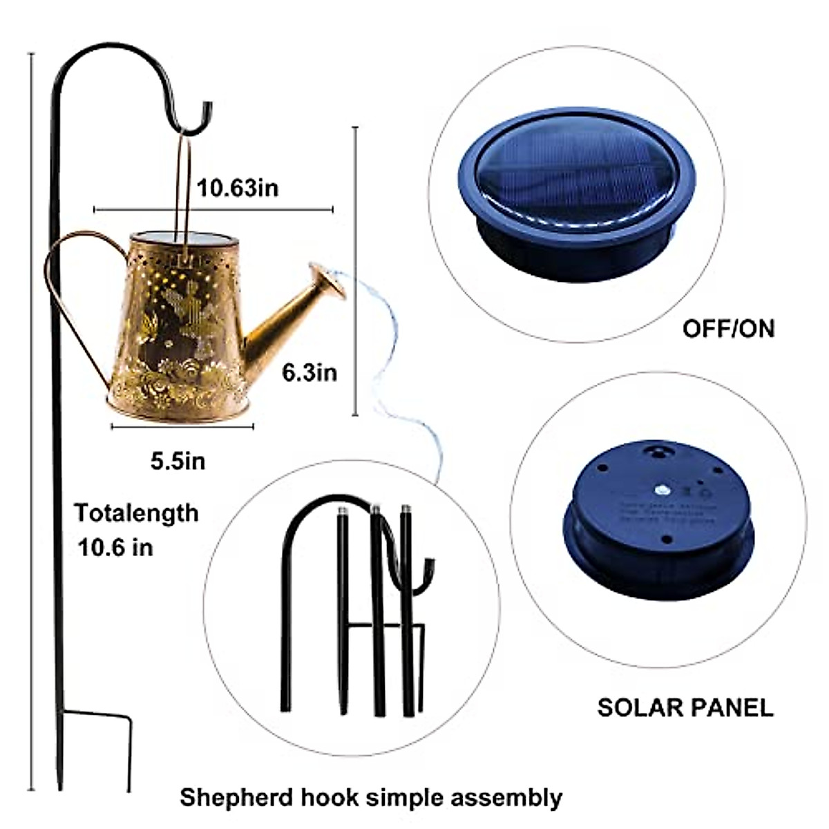 Watering Can with Lights, Solar Garden Lights with Fairy Butterfly Decor Star Shower Art Hanging Waterfall Lights Outdoor Decor for Table Patio Yard Pathway Walkway (Blue)