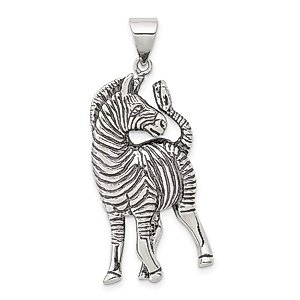 Sterling Silver Antiqued Zebra Pendant QQC4102