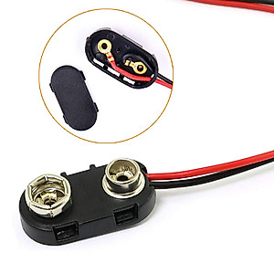Meebok 9 V Battery Clip Connector, I-Type 9 Volt Battery Clip, 9V Battery Buckle Connector Hard Buckle Plastic Housing and Black Red Wires Leads Iength 5.9 inches (I Type Hard Shell 8PCS)