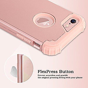 iPhone 8 Case, iPhone 7 Case, BENTOBEN 3 in 1 Hybrid Hard PC Cover & Soft Silicone Bumper Heavy Duty Slim Shockproof Full Body Rugged Protective Phone Case for iPhone 7 & iPhone 8 (4.7Inch), Rose Gold