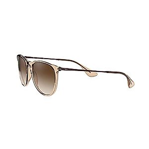 Ray-Ban RB4171 Erika Round Sunglasses, Transparent Light Brown/Brown Gradient Dark Brown, 54 mm