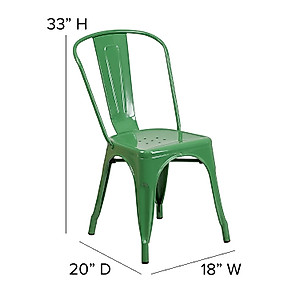 Flash Furniture Luke Commercial Grade 4 Pack Green Metal Indoor-Outdoor Stackable Chair